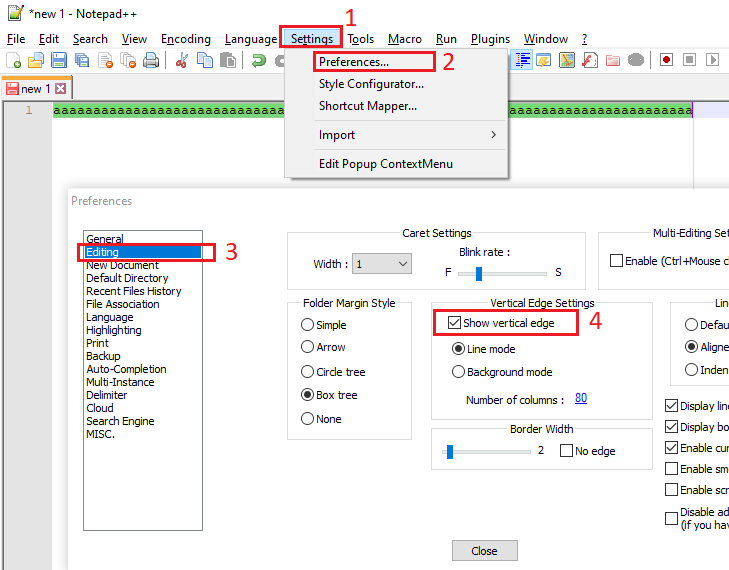 How To Add Vertical Line As Right Margin In Notepad Dirask