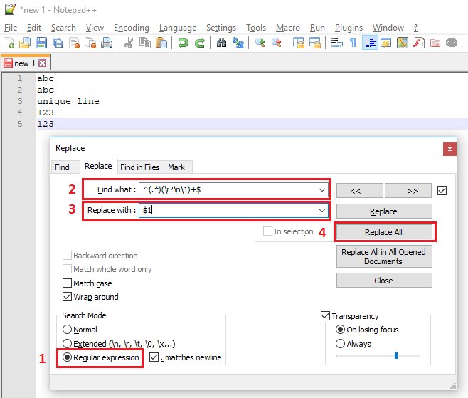  Remove Duplicated Rows In Notepad Dirask
