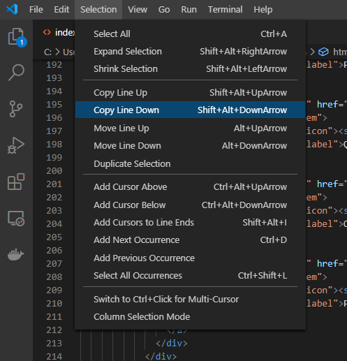  VS Code Duplicate Current Line Dirask