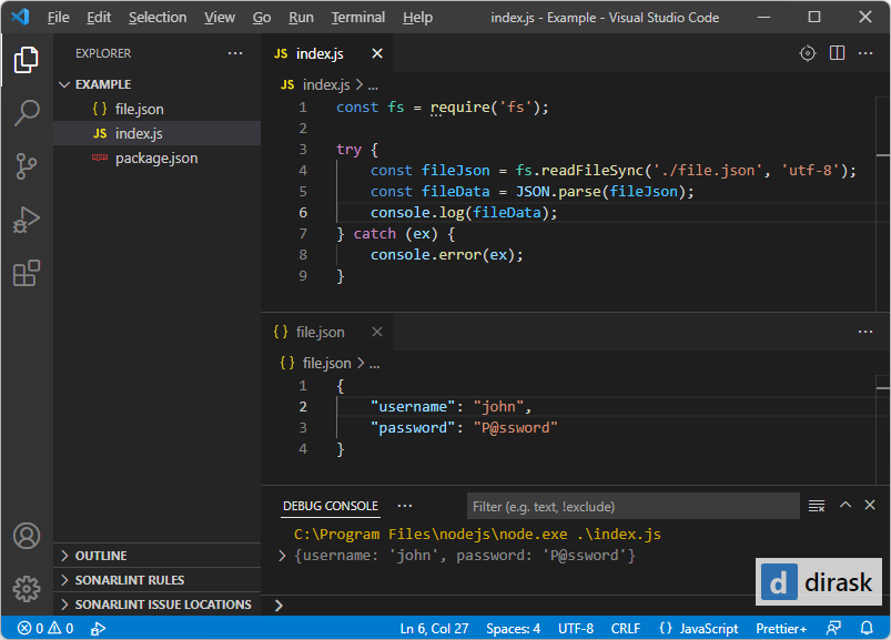  Node js Read JSON Files Dirask