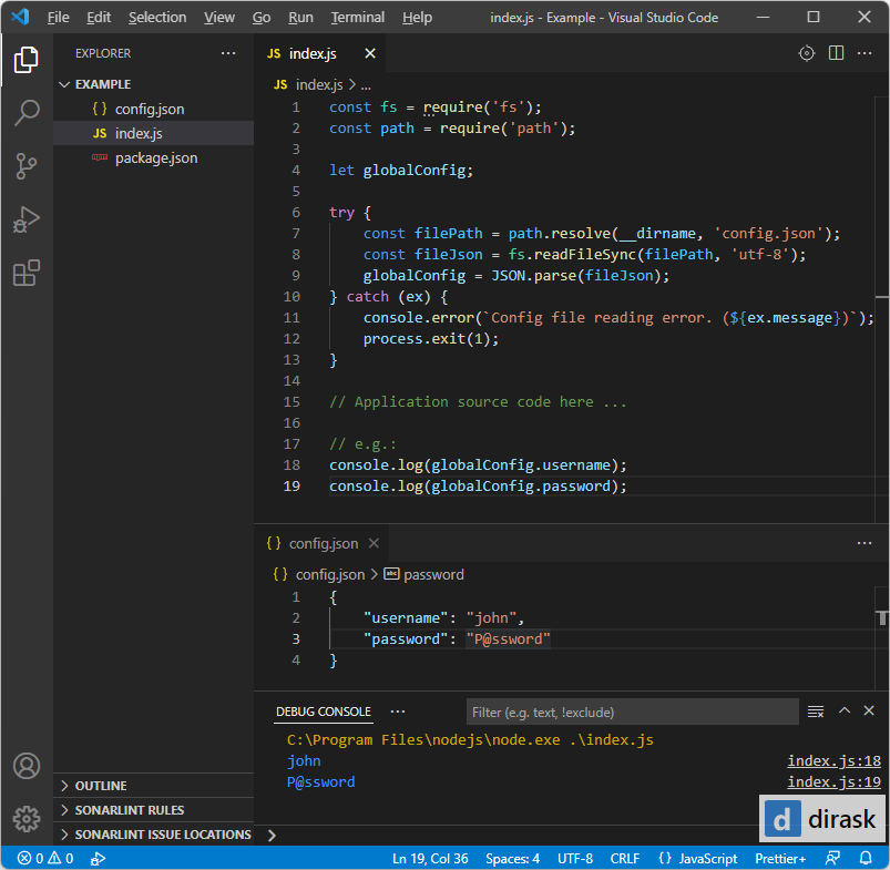  Node js Application Configuration In JSON File Dirask