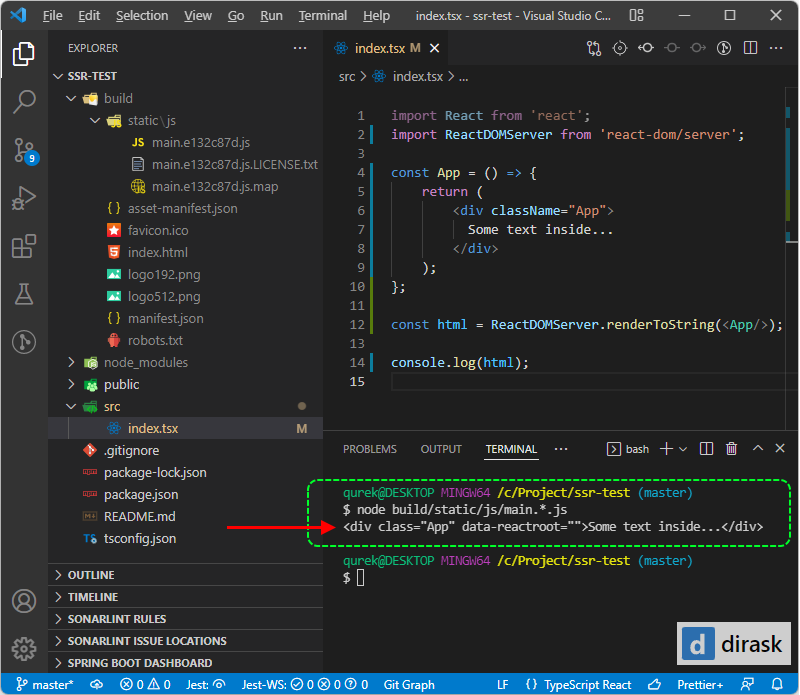  React Render Component As String HTML In String Dirask